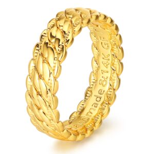 mtmy 14k gold plated rings for women dainty stacking ring statement ring eternity bands jewelry size 6 to 8((lace,size 7))