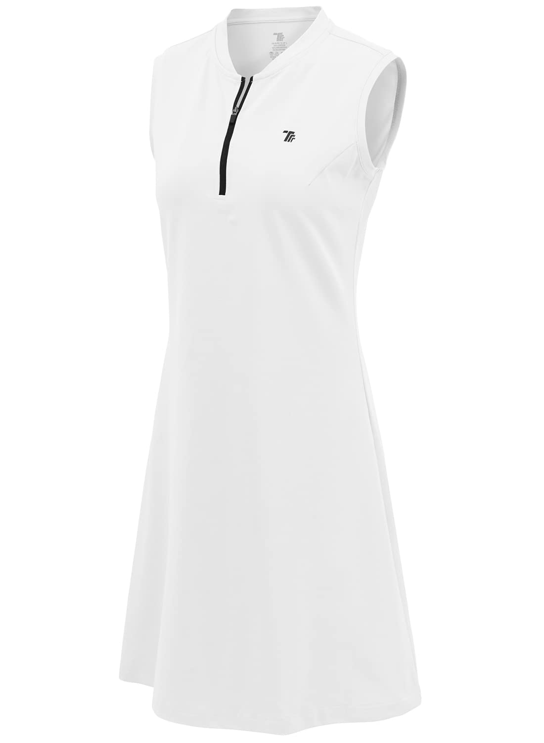 BGOWATU Women's Golf Tennis Dress Sleeveless Polo Dress Lightweight Sports Activewear Dress Zip Up White S