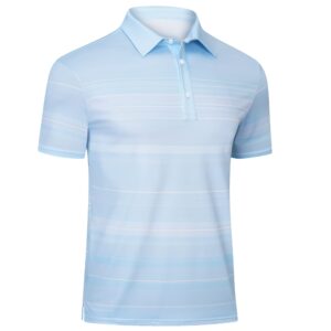 auleegar mens golf shirt lightweight upf 30+ xl blue stripe