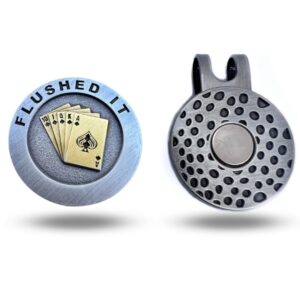 Full Metal Markers Poker Chip Unique Magnetic Metal Golf Ball Marker Accessory with Hat Clip for Men and Women (1 Golf Ball Marker + 1 Hat Clip)