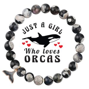 orca bracelets for women orca whale gifts killer whale orca beaded charm orcas killer whales gifts orca agate crystal bracelet orca tail ocean beads bracelet healing bracelets inspirational gift