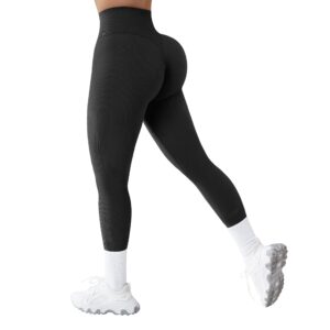 rxrxcoco ribbed butt lifting leggings for women booty gym leggings high waisted workout yoga pants black, x-large