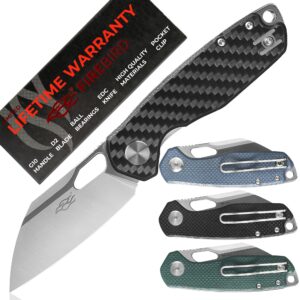 firebird ganzo fh924-cf ball bearing pocket folding knife wharncliffe d2 steel blade g10 anti-slip handle with clip camping hunting fishing folder outdoor edc pocket knife (carbon fiber black)