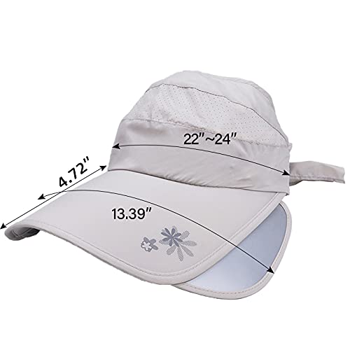 Peicees Wide Brim Visor Hat for Women Golf Visor Cap Sun Protection Hat for Beach Garden Tennis Running Sunshade Hat Gray