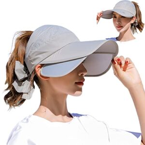 peicees wide brim visor hat for women golf visor cap sun protection hat for beach garden tennis running sunshade hat gray