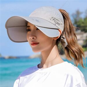 Peicees Wide Brim Visor Hat for Women Golf Visor Cap Sun Protection Hat for Beach Garden Tennis Running Sunshade Hat Gray