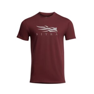 sitka gear men's pima cotton short sleeve lightweight everyday icon tee shirt, dark red, m