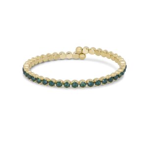 HOT JEWELRY BOX 14K Gold Plated Tennis Bracelet | Gold Bangle Jewelry Bracelets for Women | Aesthetic Accessories with Exquisite CZ and Adjustable Memory Wire for Easy Fit on Any Wrist size