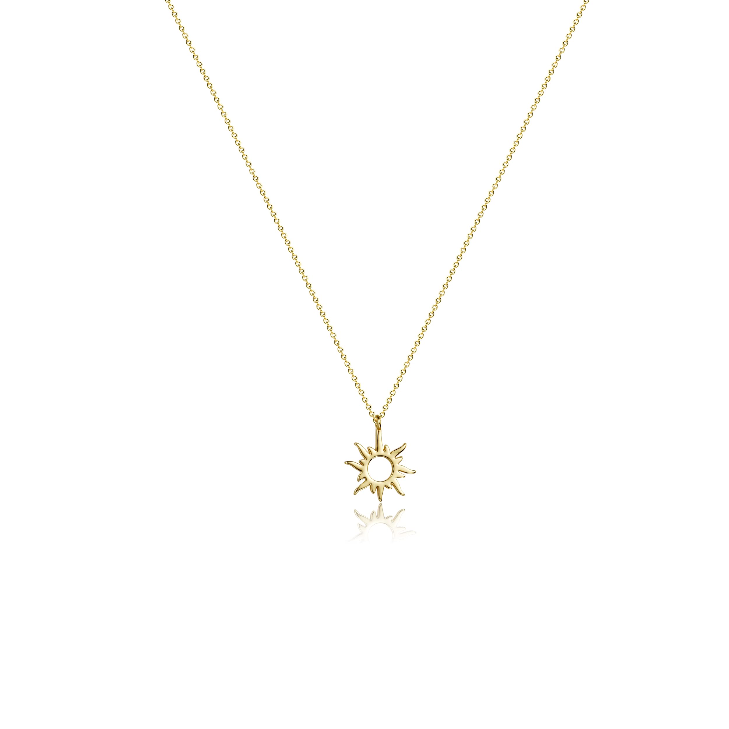 Kyerlyn Simple Sun Necklace Cute Tiny 14k Gold Plated Choker Necklaces Hollow Necklace for Women Dainty Gold Necklaces Minimalist Trendy Jewelry Gifts for Girls