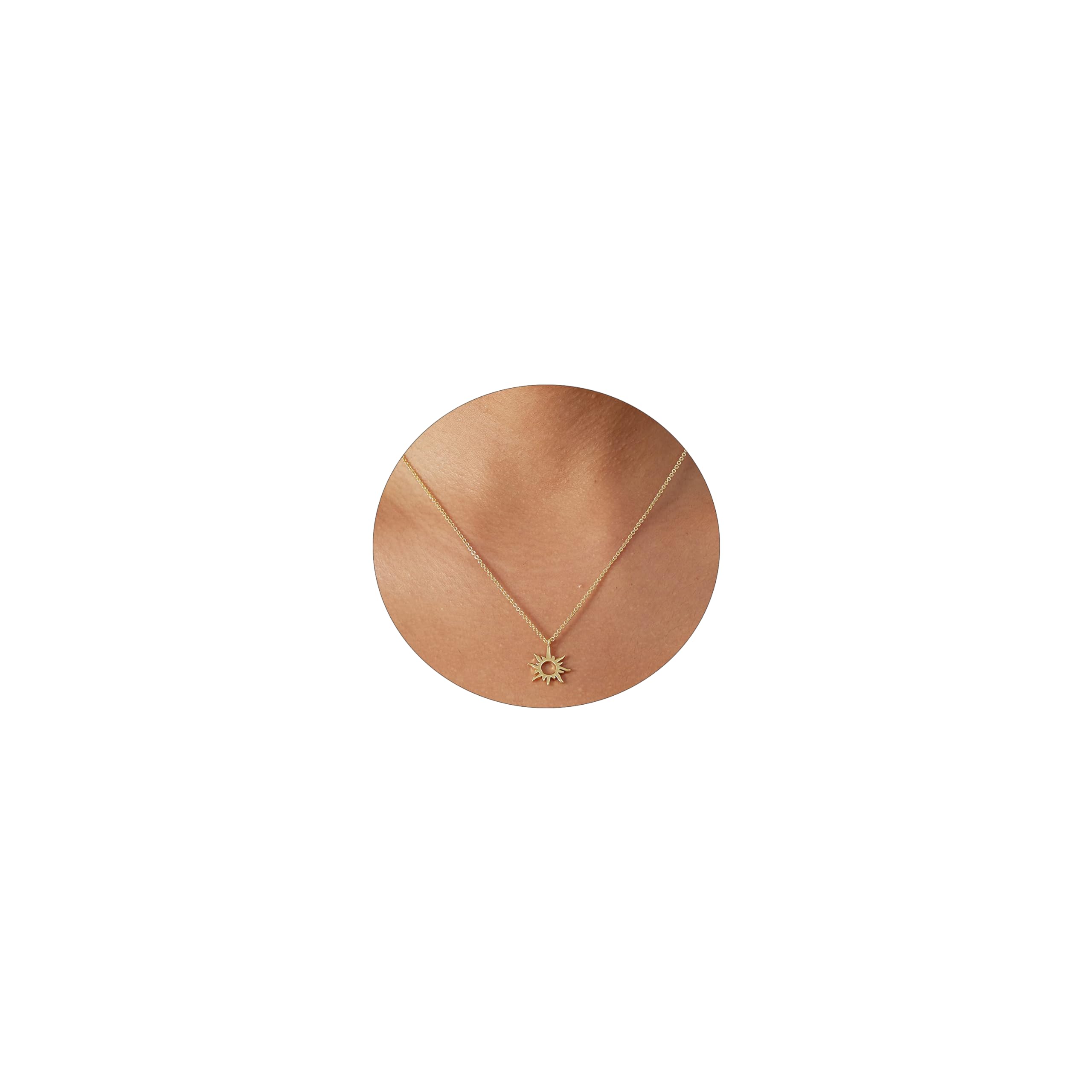 Kyerlyn Simple Sun Necklace Cute Tiny 14k Gold Plated Choker Necklaces Hollow Necklace for Women Dainty Gold Necklaces Minimalist Trendy Jewelry Gifts for Girls