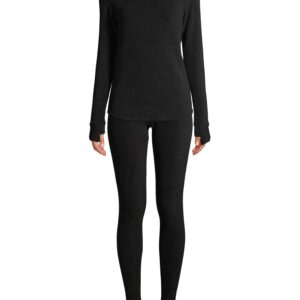 Cuddl Duds ClimateRight Women's Stretch Fleece Base Layer Legging - High Rise Waist - S Black