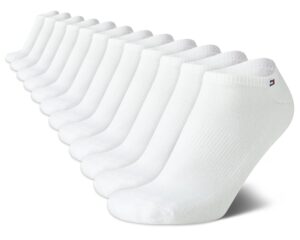 tommy hilfiger women's socks - lightweight no show socks (12 pack), size 4-10, white logo