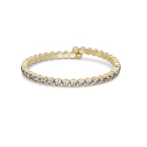 HOT JEWELRY BOX 14K Gold Plated Tennis Bracelet | Gold Bangle Jewelry Bracelets for Women | Aesthetic Accessories with Exquisite CZ and Adjustable Memory Wire for Easy Fit on Any Wrist size