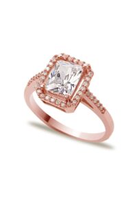 melian 925 sterling silver emerald cut cubic zirconia stone rose gold plated women's ring, minimalist silver ring for women, gift for her, gift for girlfriend, gift for women, gift for mother (7)