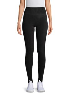 cuddl duds climateright women's stretch fleece base layer legging - high rise waist - s black