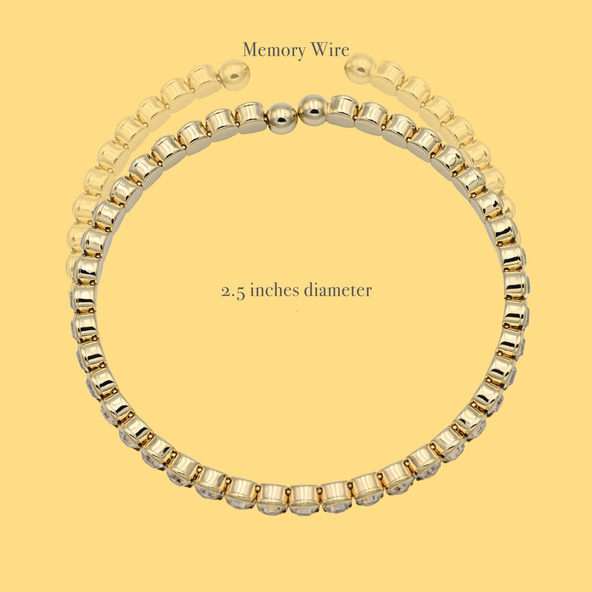 HOT JEWELRY BOX 14K Gold Plated Tennis Bracelet | Gold Bangle Jewelry Bracelets for Women | Aesthetic Accessories with Exquisite CZ and Adjustable Memory Wire for Easy Fit on Any Wrist size