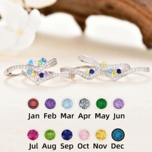 SOWORTH Mothers Ring with 1-5 Birthstones, S925 Silver Personalized Birthstone Rings for Women, Promise Ring, Custom Gifts for Mom Grandma (8)