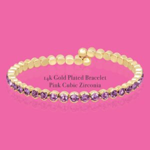 HOT JEWELRY BOX 14K Gold Plated Tennis Bracelet | Gold Bangle Jewelry Bracelets for Women | Aesthetic Accessories with Exquisite CZ and Adjustable Memory Wire for Easy Fit on Any Wrist size