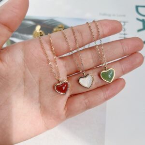 Joxevyia Carnelian Crystal Necklace Red Heart Raw Stone Healing Crystals Dainty Heart Gemstone Pendant Necklace Mother's Day Birthday Christmas Gift for Her