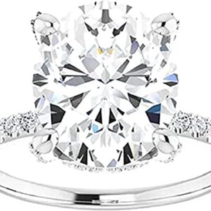 Moissanite Gems 3 CT Oval Moissanite Engagement Ring Colorless VVS1 10K 14K 18K White Gold & 925 Sterling Diamond Ring Anniversary Wedding Bridal Ring Set Wedding Gift for Her