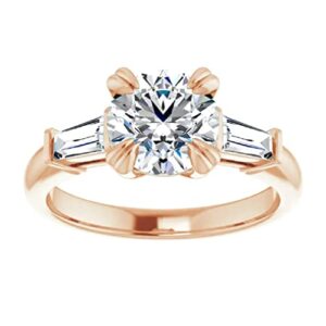 10K Solid Rose Gold Handmade Engagement Ring 2.50 CT Round Cut Moissanite Diamond Solitaire Wedding/Bridal Ring Set for Women/Her, Amazing Gift for Her