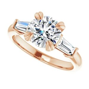 10K Solid Rose Gold Handmade Engagement Ring 2.50 CT Round Cut Moissanite Diamond Solitaire Wedding/Bridal Ring Set for Women/Her, Amazing Gift for Her