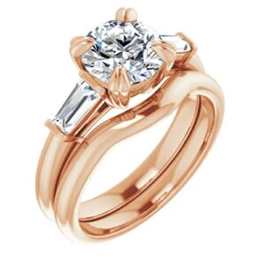 10k solid rose gold handmade engagement ring 2.50 ct round cut moissanite diamond solitaire wedding/bridal ring set for women/her, amazing gift for her