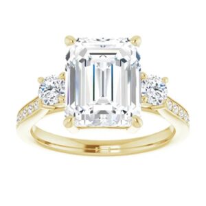 925 Silver, 10K/14K/18K Solid Gold Moissanite Engagement Ring, 3.0 CT Emerald Cut Handmade Solitaire Ring, Diamond Wedding Ring for Women/Her Anniversary Ring, Birthday Gifts, VVS1 Colorless Rings