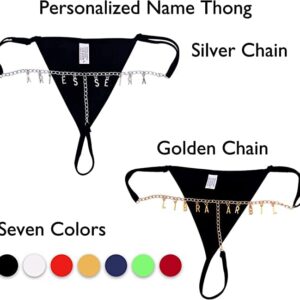 Custom Waist Chain for Women, Personalized DIY Name Alphabet Underwear Panties Body Jewelry Chain Birthday Valentine's Day Gift (1-10 letters, Blue)