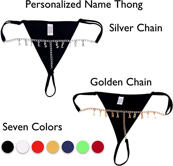 Custom Waist Chain for Women, Personalized DIY Name Alphabet Underwear Panties Body Jewelry Chain Birthday Valentine's Day Gift (1-10 letters, Blue)