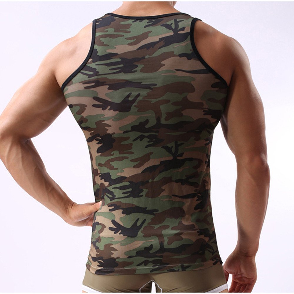 KAMEMIR Men's Casual Tank Tops American Flag Print Sleeveless Muscle Patriotic Tees Mens Tank Top 3XL Camouflage