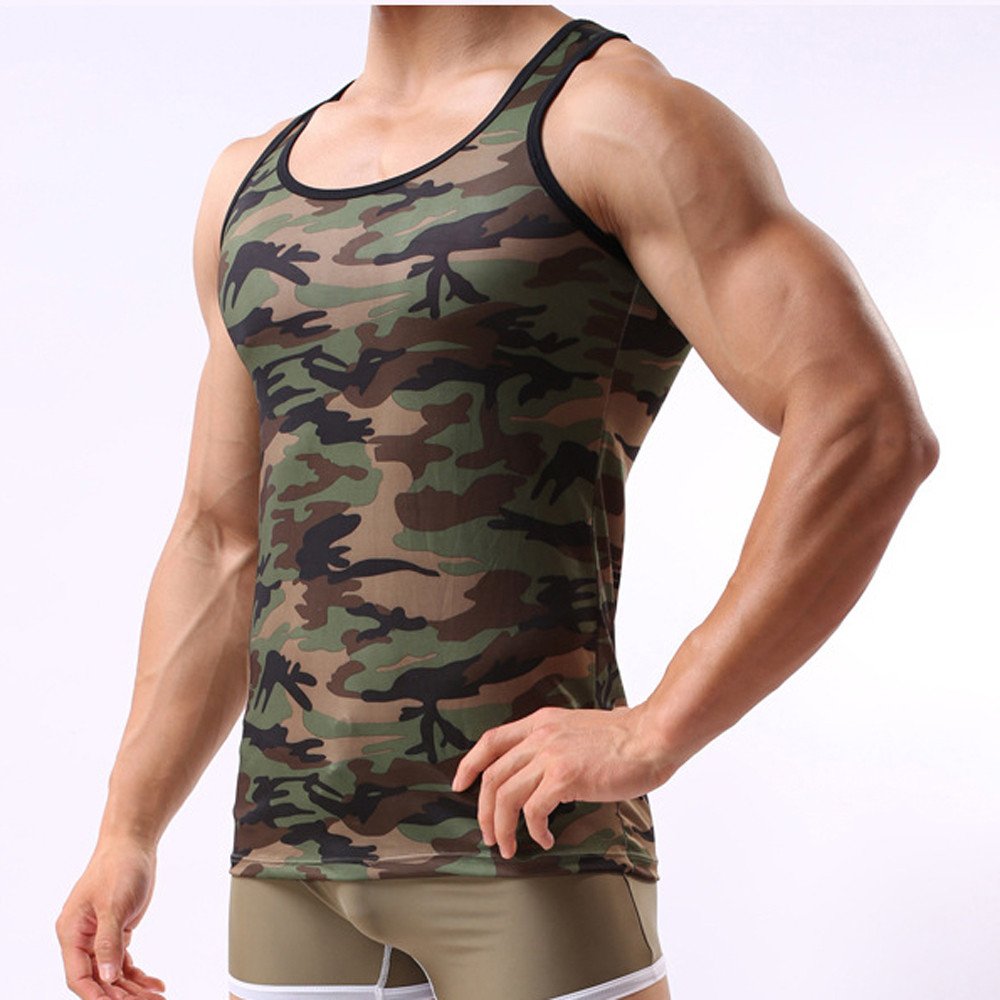 KAMEMIR Men's Casual Tank Tops American Flag Print Sleeveless Muscle Patriotic Tees Mens Tank Top 3XL Camouflage