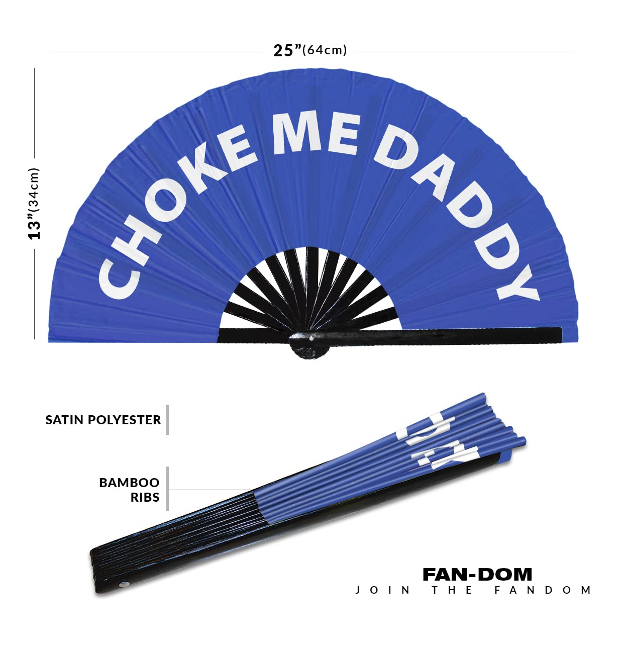 Choke Me Daddy Hand Fan Foldable Bamboo Circuit Hand Fan Funny Gag Slang Words Expressions Statement Gifts Festival Accessories Rave Handheld Circuit Event Fan Clack Fans (Blue)