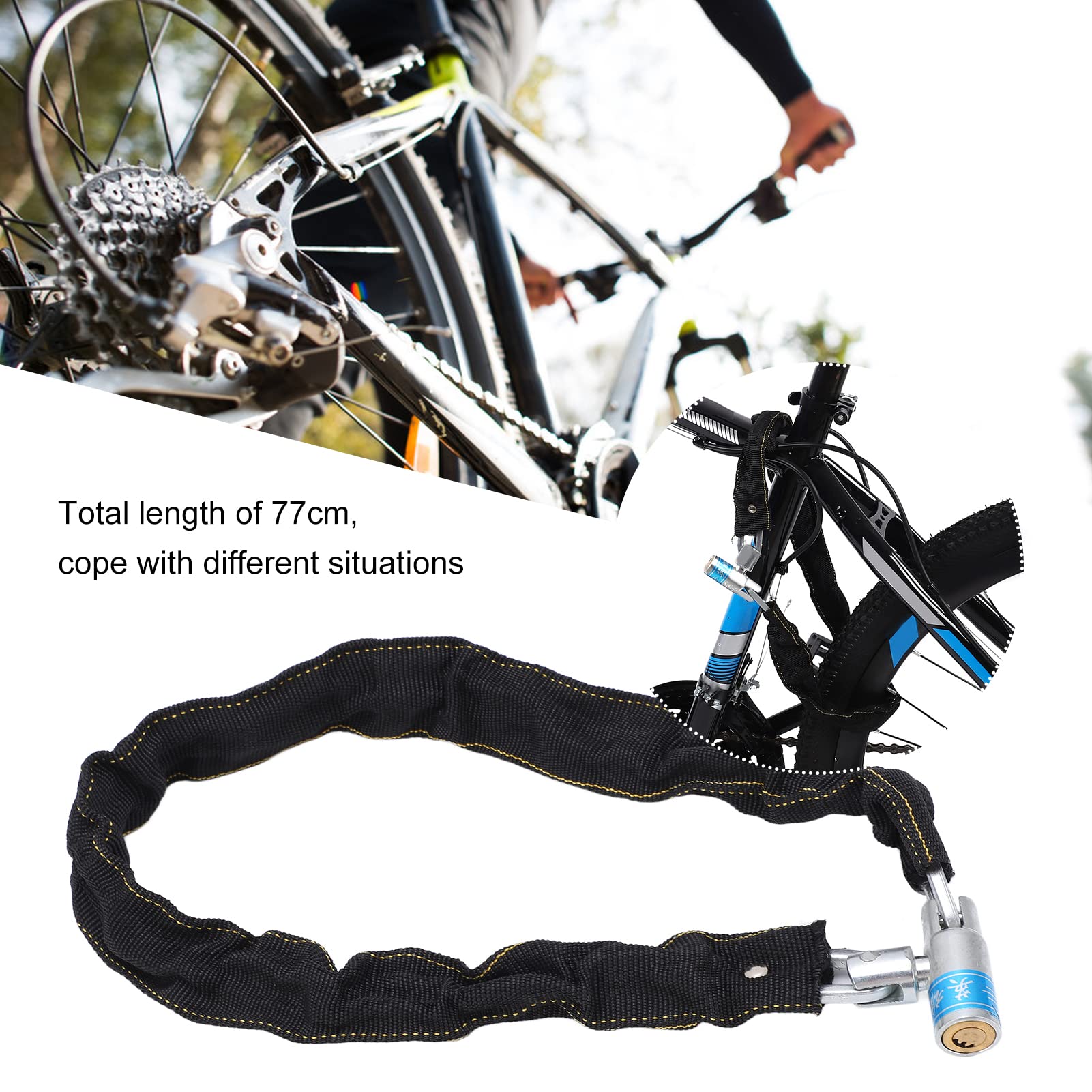 Bicycle Chain Lock, Security Bike Locks Electric Scooter Lock Non Theft Keys Lock Chain Security Bike Lock with 2 Keys for Bicycles Motorcycles Doors