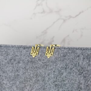 Sterling Silver Ukrainian Trident/Trizub Earrings | Genuine .925 Sterling Silver | Minimalist & Elegant Gift | Ukraine Jewelry