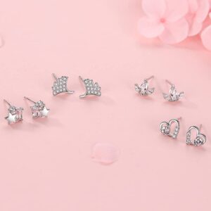 925 Sterling Silver Stud Earrings: CZ Simulated Diamond Earring Handmade Fashion Stackable Ear Rings for Women Teen Girls ED2708