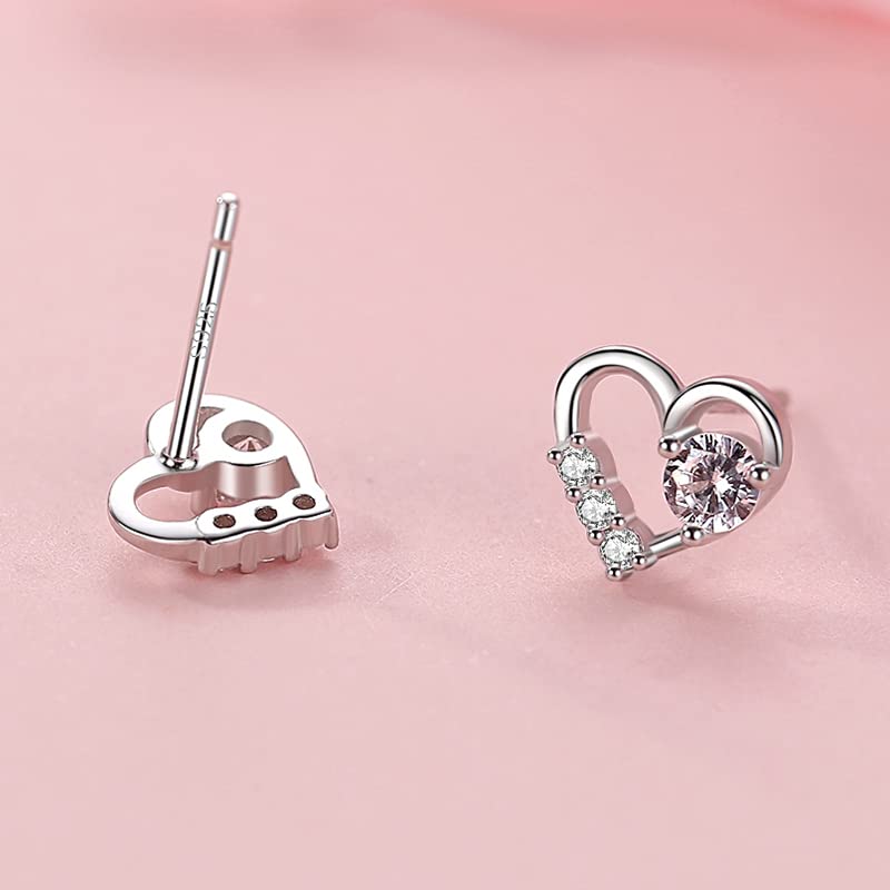 925 Sterling Silver Stud Earrings: CZ Simulated Diamond Earring Handmade Fashion Stackable Ear Rings for Women Teen Girls ED2708