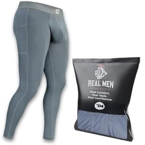 real men 28in modal leggings d pouch med 1pk gry modal mens tights with pouch mens tights and leggings men's underwear thermal