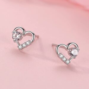 925 Sterling Silver Stud Earrings: CZ Simulated Diamond Earring Handmade Fashion Stackable Ear Rings for Women Teen Girls ED2708