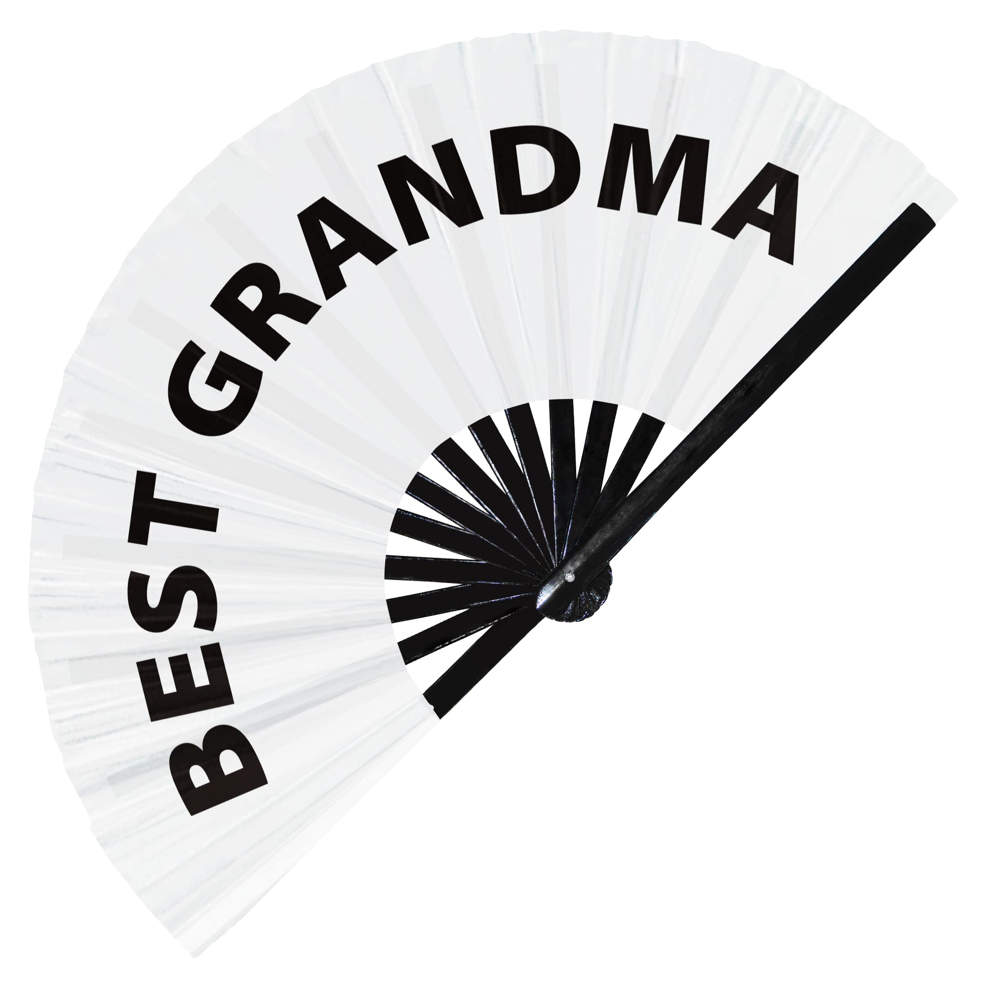 Best Grandma hand fan foldable bamboo circuit hand fan funny gag slang words expressions statement gifts Festival accessories Rave handheld Circuit event fan Clack fans (White)