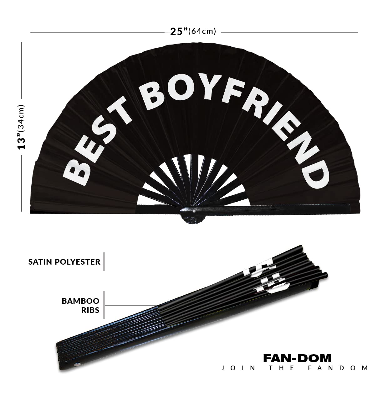 Best Boyfriend Hand Fan Foldable Bamboo Circuit Hand Fan Funny Gag Slang Words Expressions Statement Gifts Festival Accessories Rave Handheld Circuit Event Fan Clack Fans (Black)