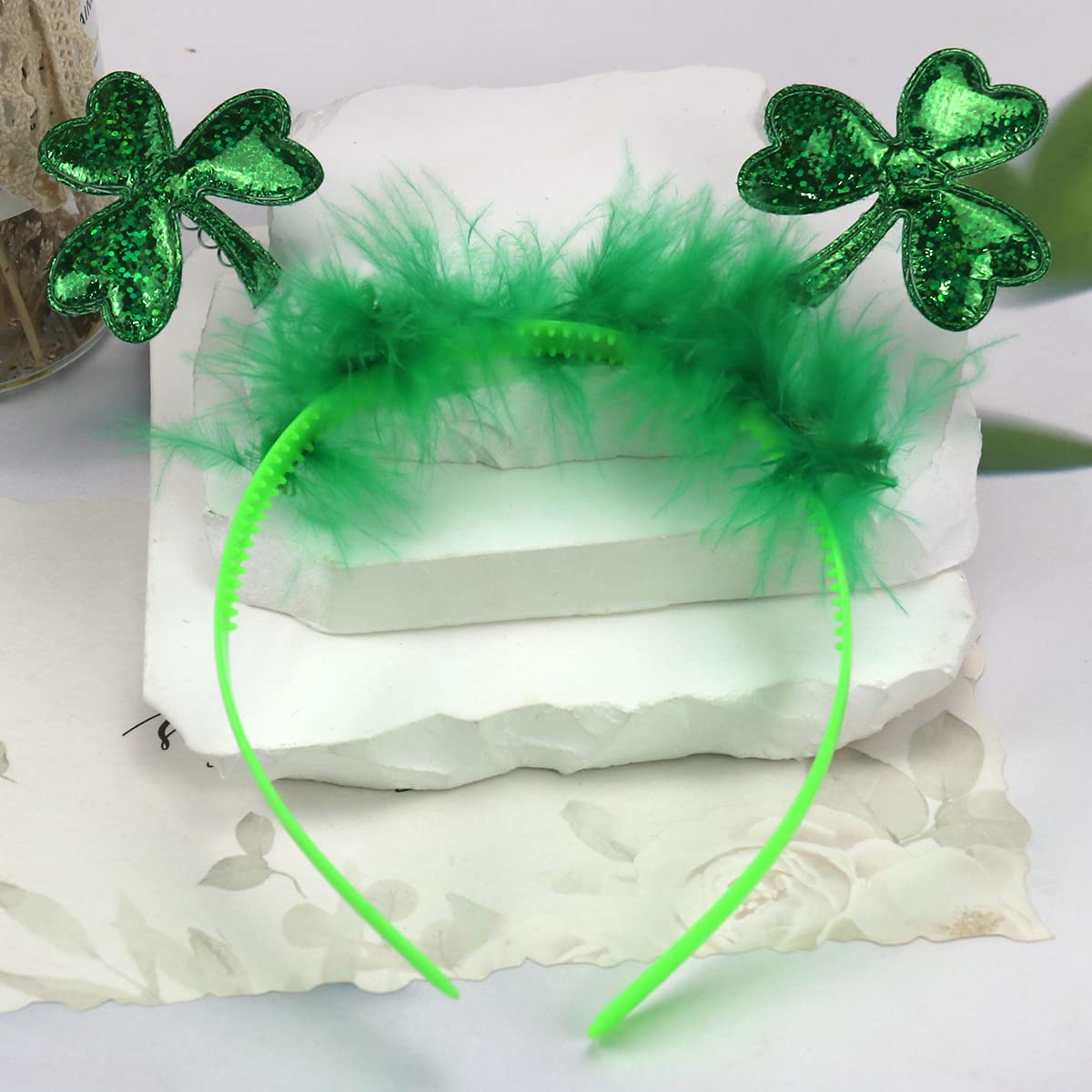 TOOBIT St Patrick's Day Headband Green Clover Headband Lucky Shamrock Headband HairBands for Women St Patrick's Day Hair Accessories Parade Party Costume Supplies