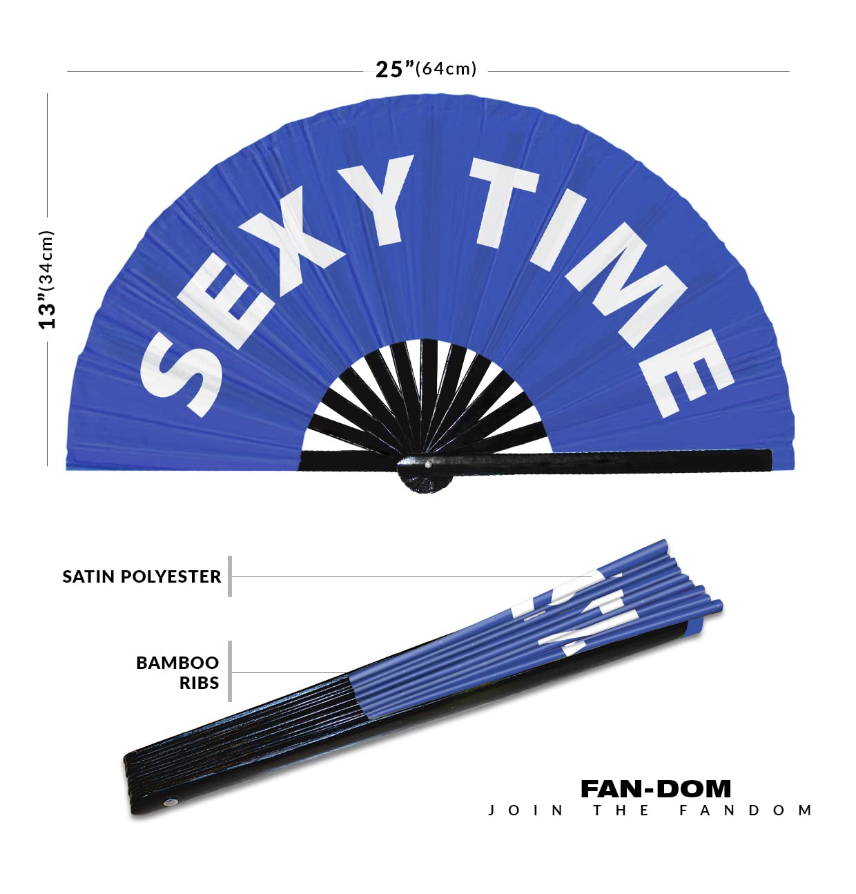 Sexy Time Hand Fan Foldable Bamboo Circuit Hand Fan Funny Gag Slang Words Expressions Statement Gifts Festival Accessories Rave Handheld Circuit Event Fan Clack Fans (Blue)