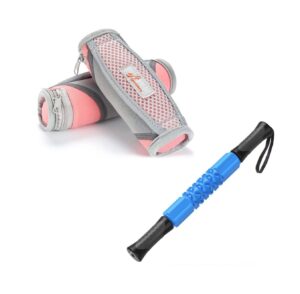 hand weights + muscle roller massage stick