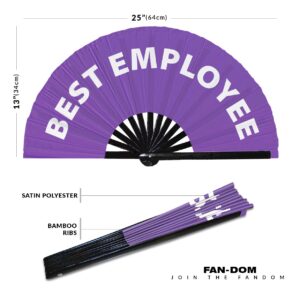 Best Employee hand fan foldable bamboo circuit hand fan funny gag slang words expressions statement gifts Festival accessories Rave handheld Circuit event fan Clack fans (Purple)