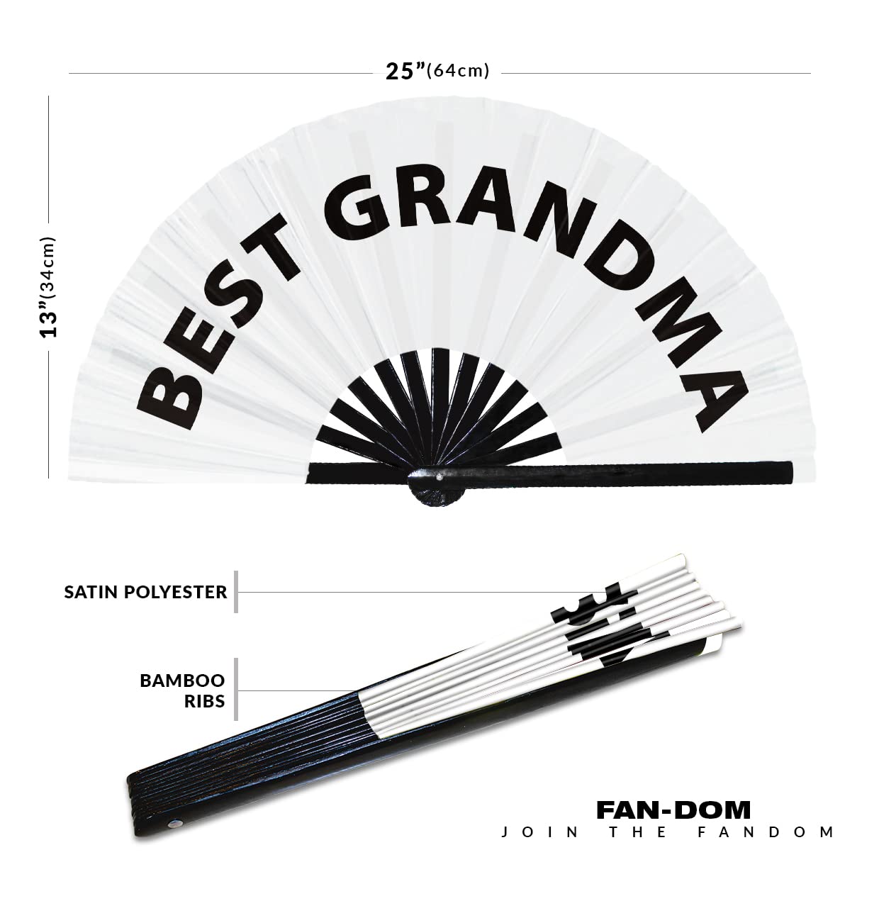 Best Grandma hand fan foldable bamboo circuit hand fan funny gag slang words expressions statement gifts Festival accessories Rave handheld Circuit event fan Clack fans (White)