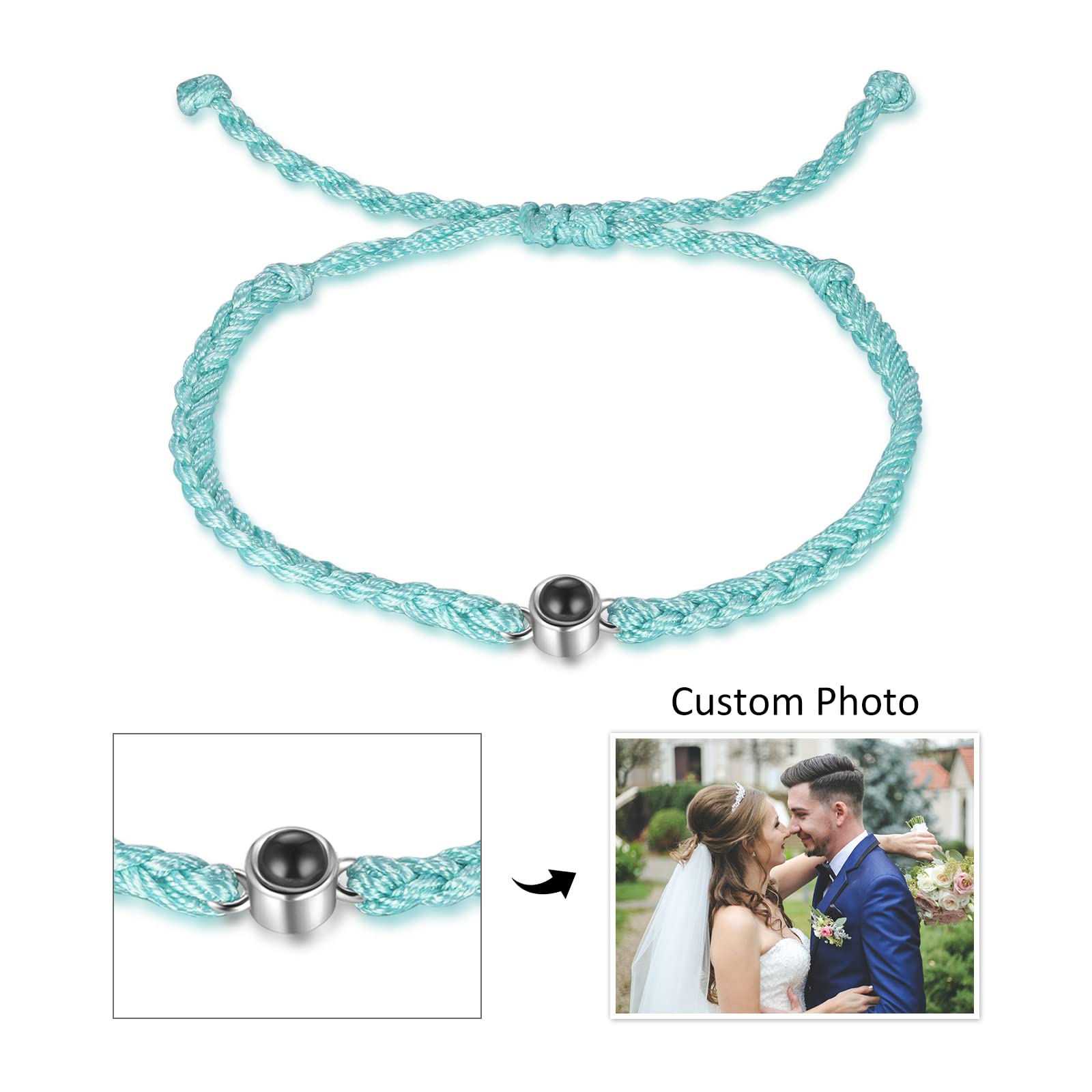 LoraPetid Custom Bracelets with Picture inside Personalized Photo Projection Bracelets for Couples Anniversary Memorial BFF Gifts for Women Men