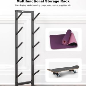 Yoga Mat Holder Floor Storage Yoga Mat Rack Organizer, Double Sided 5-Tier Workout Equipment Storage Holder with Accessories, Mobility Display Shelf, Holds 5-10 (Size : Capacity 5)