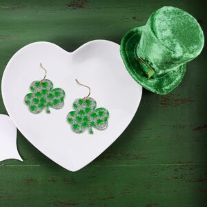 St Patrick's Day Earrings for Women,Irish Shamrock Drop Dangle Earrings Acrylic Green Clover Earrings Good Luck Holiday Resin Jewelry (B)