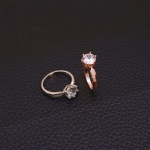 Women Rose Zircon Engagement Rings CZ Simulated Diamond Proposal Rings Wedding Rings Elegant Dainty Jewelry (Rose Gold, RG8)